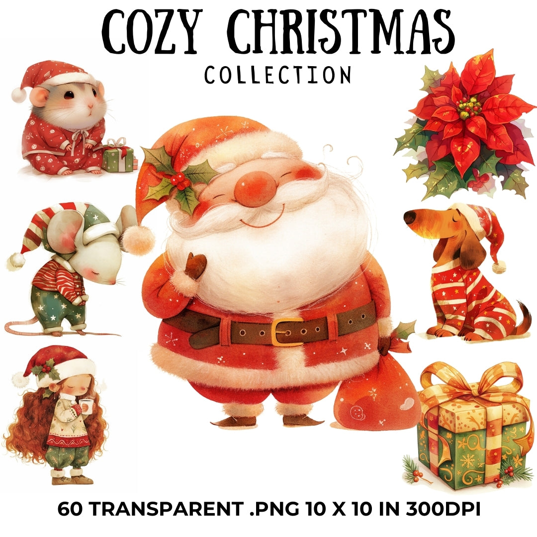 60 Cute Christmas Clipart PNG Digital Download – mydotprompt
