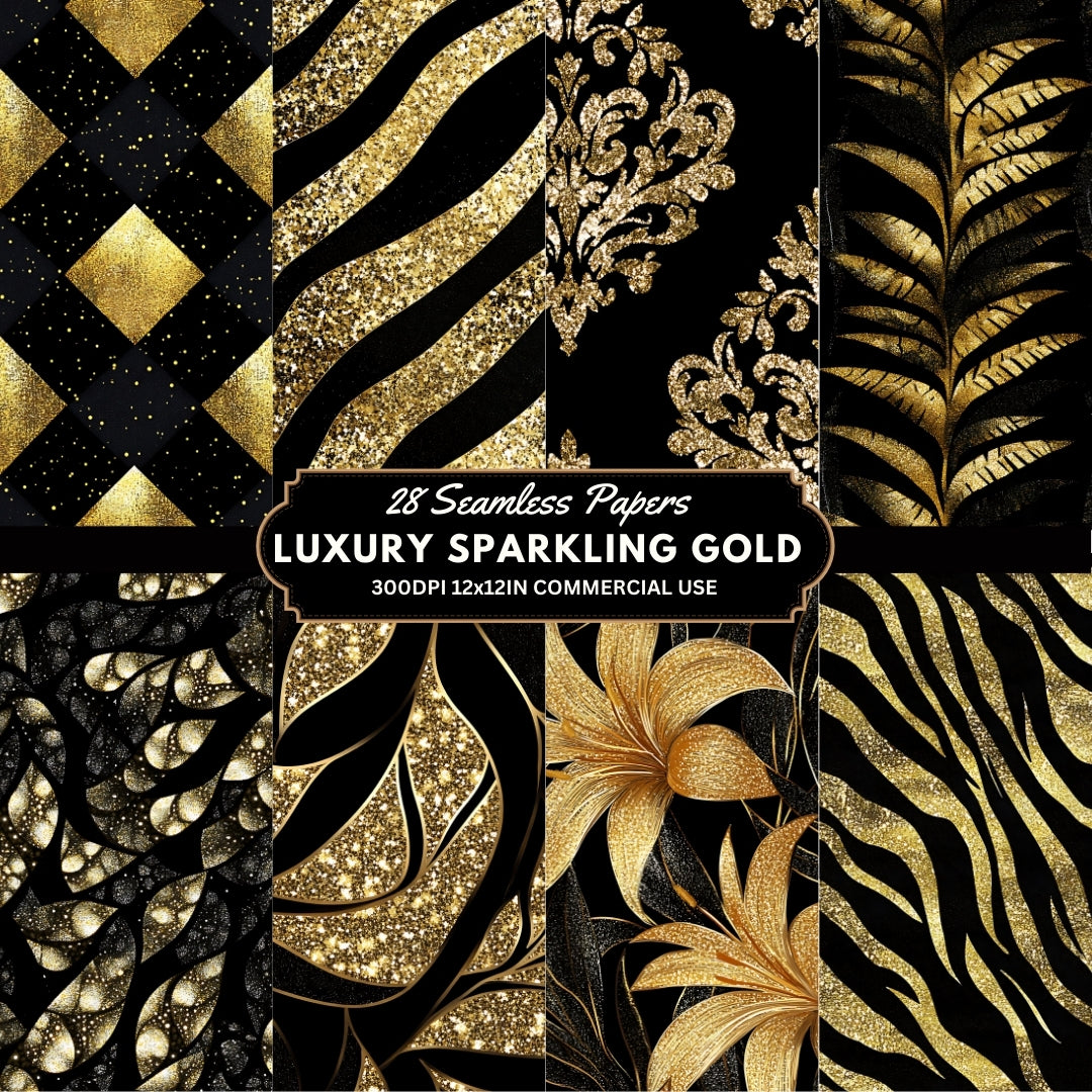 28 Luxury Gold Digital Papers, Seamless Gold Scrapbook Paper – mydotprompt