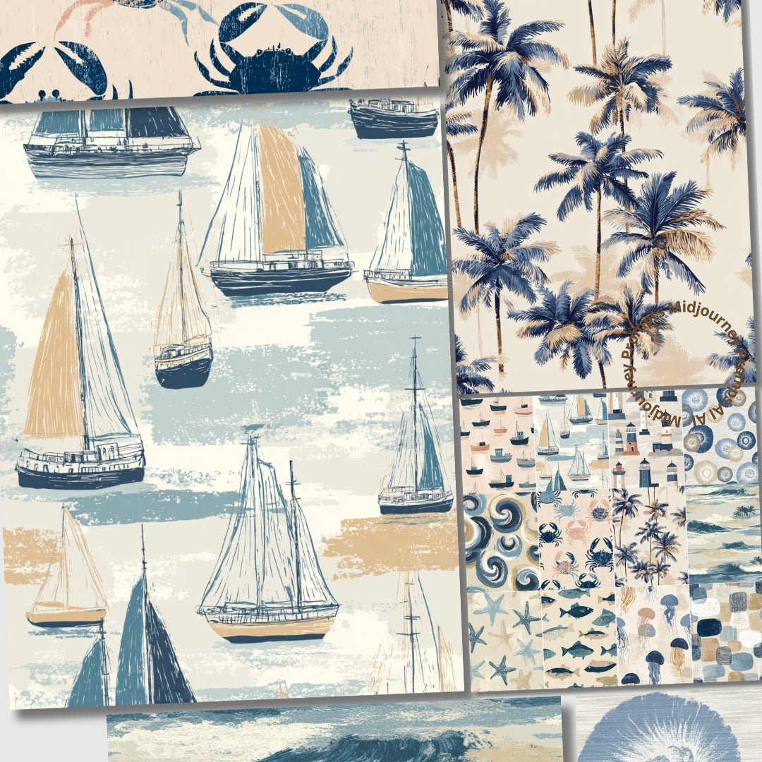 Midjourney V 7 Prompts for Coastal Beach Theme Patterns – mydotprompt