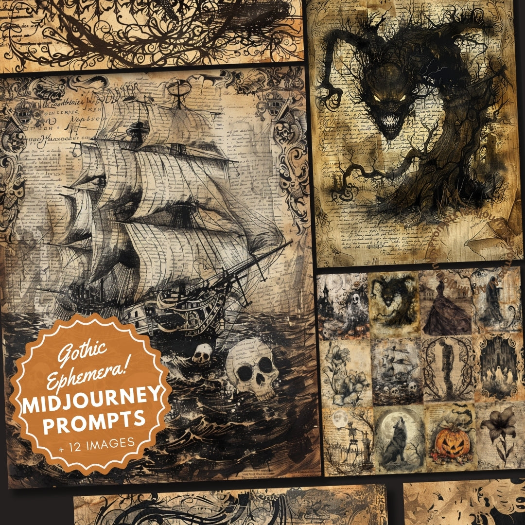 Gothic Atc Cards Junk Journal Ephemera Midjourney Prompts – mydotprompt