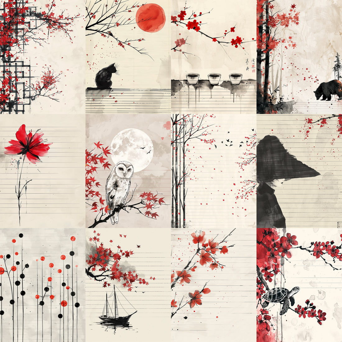 Midjourney Guide PDF for Minimalist Asian Lined Blank Papers – mydotprompt